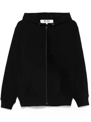 Play Comme Des Garcon Comme Des Garçons Play Zip-Up Hoodie With Heart Patch Black