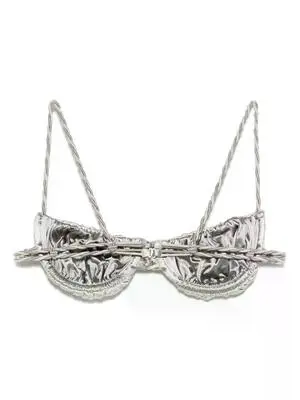 ISA BOULDER Tiny Twist Bikini Top - Grey