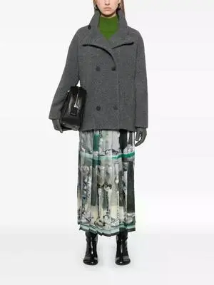 MSGM Pleated Maxi Skirt With Painterly Print