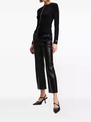 Karl Lagerfeld Faux-leather Cropped Trousers With Zip Details