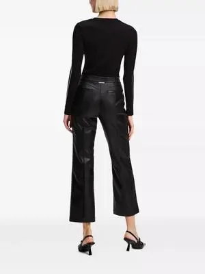 Karl Lagerfeld Faux-leather Cropped Trousers With Zip Details