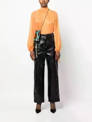 Roberto Cavalli Apricot Silk Semi-sheer Blouse