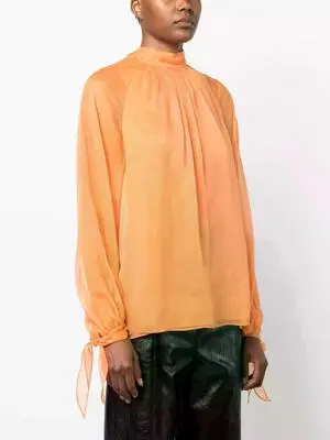 Roberto Cavalli Apricot Silk Semi-sheer Blouse