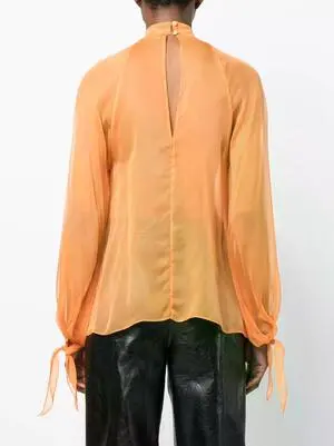 Roberto Cavalli Apricot Silk Semi-sheer Blouse