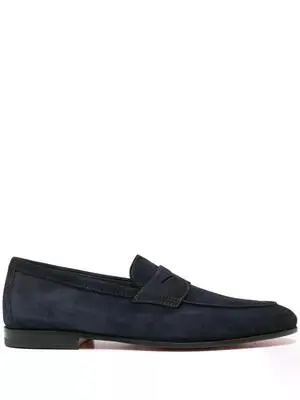 Santoni Suede Penny Loafers - Blue
