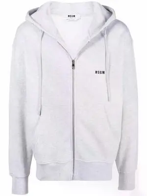 MSGM Logo Print Zip-up Hoodie