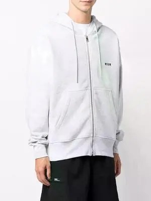 MSGM Logo Print Zip-up Hoodie