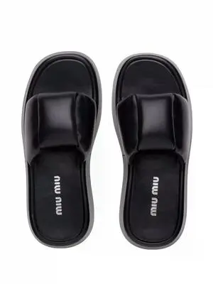 Miu Miu Padded Leather Platform Sandals