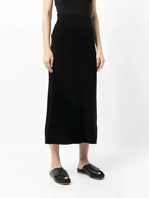 Cashmere In Love A-line Ribbed Midi Skirt With Side Slit