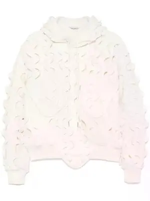 JUNTAE KIM Laser-slashed Fleece Hoodie - Neutrals