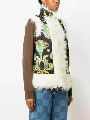 La DoubleJ Graphic-print Shearling-trim Vest