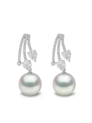 Yoko London 18kt White Gold South Sea Pearl And Diamond Drop Earrings - Silver