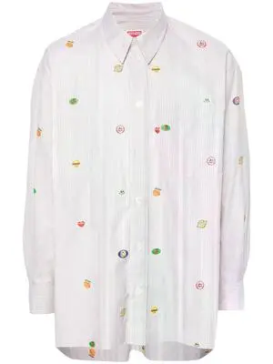 Kenzo Fruit Stickers Striped Shirt - Neutrals