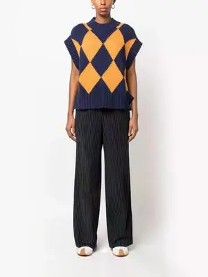 La DoubleJ Argyle Intarsia-knit Vest