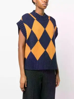 La DoubleJ Argyle Intarsia-knit Vest
