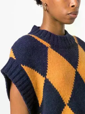 La DoubleJ Argyle Intarsia-knit Vest
