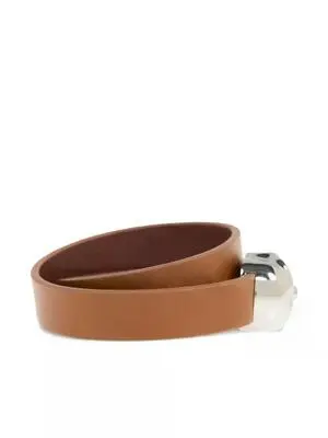 Alexander McQueen Skull Appliqué Leather Bracelet - Silver