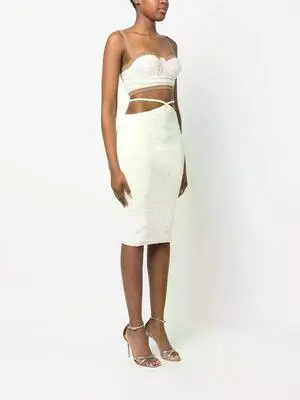 Elisabetta Franchi Ribbed Knit Jacquard Midi Skirt