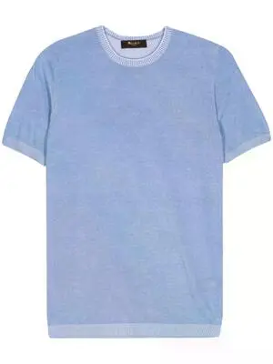MOORER Short-sleeve Knitted Jumper - Blue
