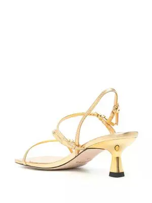 Sandro Patent Leather Strappy Heeled Sandals - Gold