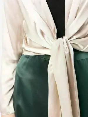 Voz Silk Satin Wrap Blouse