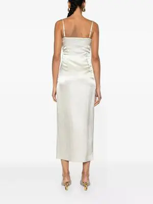 Nanushka Ecru Satin Midi Dress With Cowl Neck