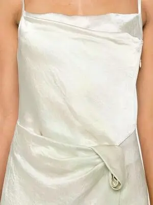 Nanushka Ecru Satin Midi Dress With Cowl Neck