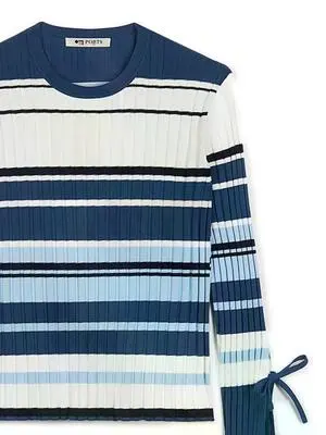 Ports 1961 Striped Knit Sweater With Bow Detailing - Blue