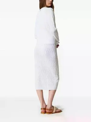 TWINSET Lozenge Knit Midi Skirt With Side Slits