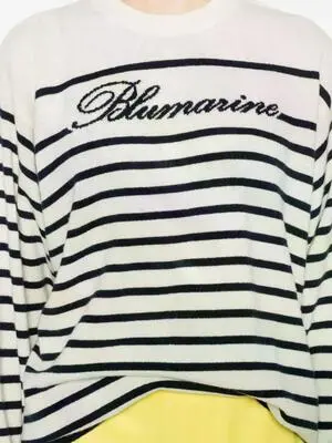 Blumarine Logo-intarsia Striped Virgin Wool Sweater