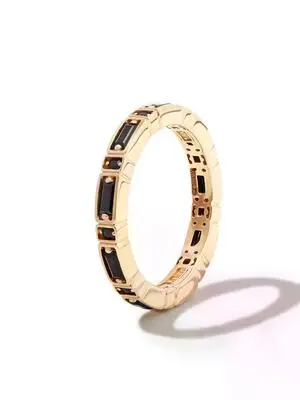 SUZANNE KALAN 18kt Yellow Inlay Black Diamond Band Ring