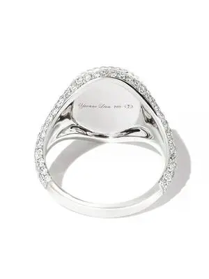 Yvonne Léon 18kt White Gold Diamond Pavé Signet Ring