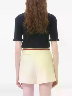 Valentino Garavani Embroidered Wool Top With Ruffle Detail