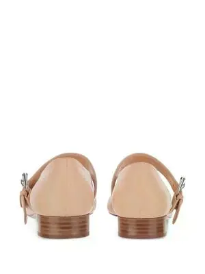 NICCOLO PASQUALETTI Beige Leather Mary Jane Ballet Flats