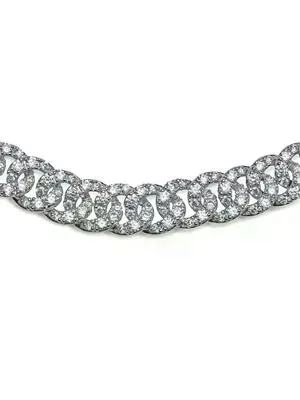 JEWELS AFICIONADO 18kt White Gold Diamond Link Necklace - Silver
