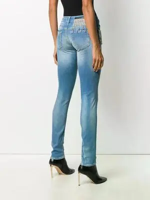 Philipp Plein Crystal-fringe Slim-fit Jeans - Blue