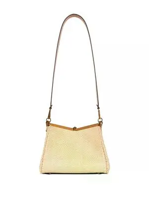 Etro Medium Vela Shoulder Bag In Raffia With Floral Embroidery