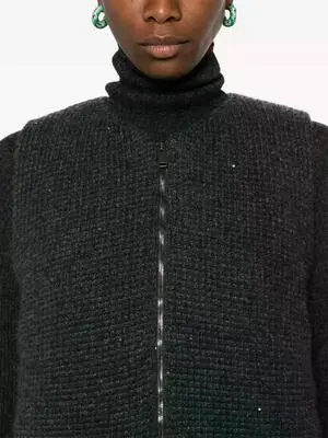 Fabiana Filippi Sequin-embellished Merino-cashmere Gilet - Grey
