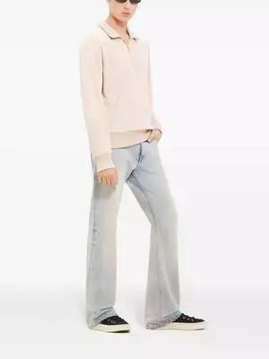 COURREGES Sand Beige Jersey Zip-up Polo Shirt
