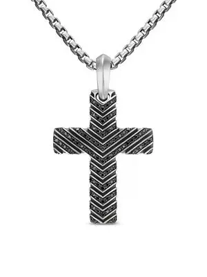 David Yurman Sterling Cross Pendant With Black Diamonds