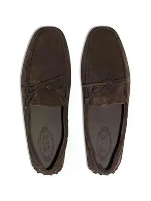 TOD'S Gommino Leather Loafers With Bow Detailing - Brown