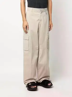 Fendi Sand Beige Stretch-cotton Logo Patch Cargo Trousers