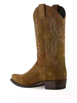 NOTABENE Diego Embroidered Suede Cowboy Boots - Brown