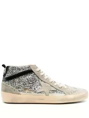 GOLDEN GOOSE Mid Star Glitter Sneakers - Grey