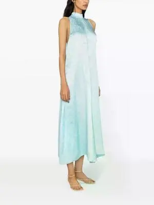 FORTE_FORTE Check Jacquard Midi Dress With Attached Scarf