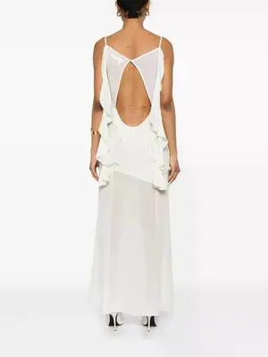 ROTATE BY BIRGER CHRISTENSEN Draped Floral Appliqué Maxi Dress - Neutrals