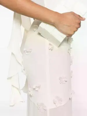 ROTATE BY BIRGER CHRISTENSEN Draped Floral Appliqué Maxi Dress - Neutrals