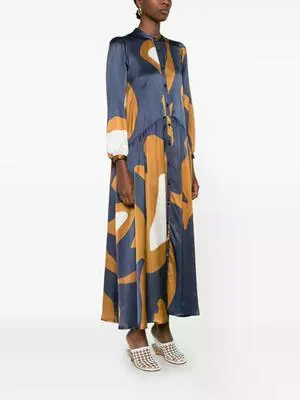 Kiton Abstract Print Maxi Dress - Blue
