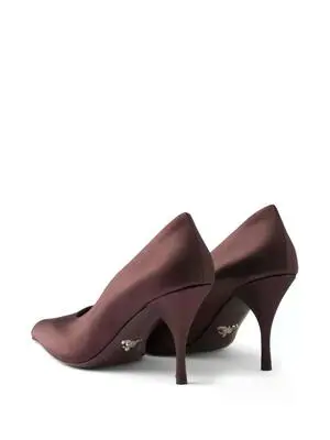 Prada 85mm Satin Pointed Toe Stiletto Pumps - Red