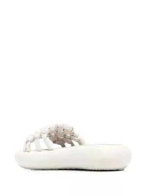 VIC MATIE Woven Leather Platform Slides - Neutrals